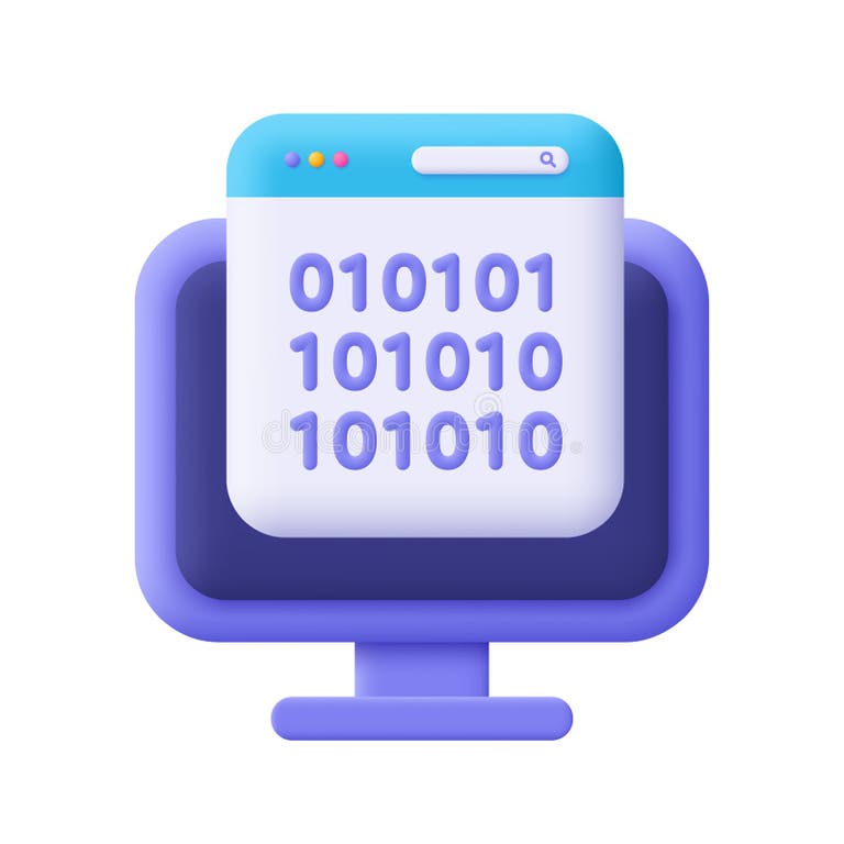 Computer Webpage and Binary Code. Web Development, Information Technology, Programming and Data ...