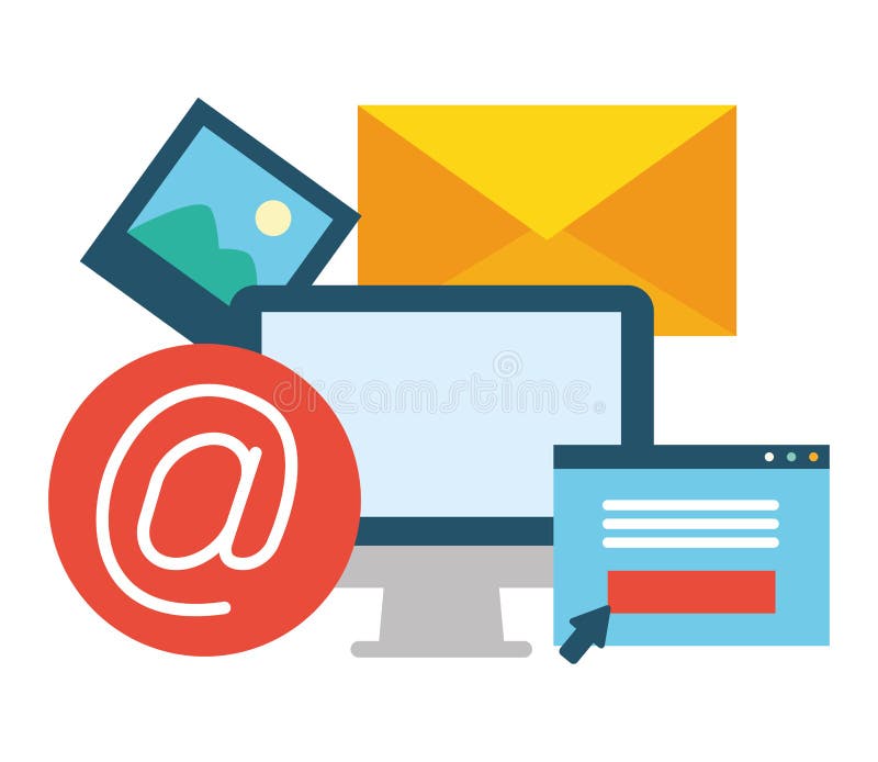 Computer Website Picture Send Email Stock Illustration - Illustration ...