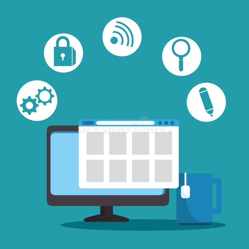 Computer Website Information and Digital Connection Stock Vector ...