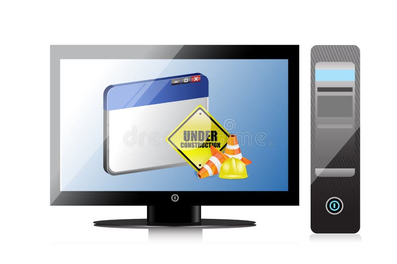 Computer Website Under Construction Sign Stock Illustration ...