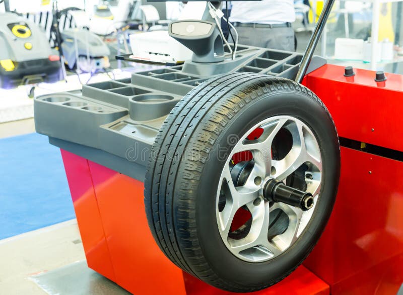 Computer Wheel Balancing on Special Machine Stock Photo - Image of ...
