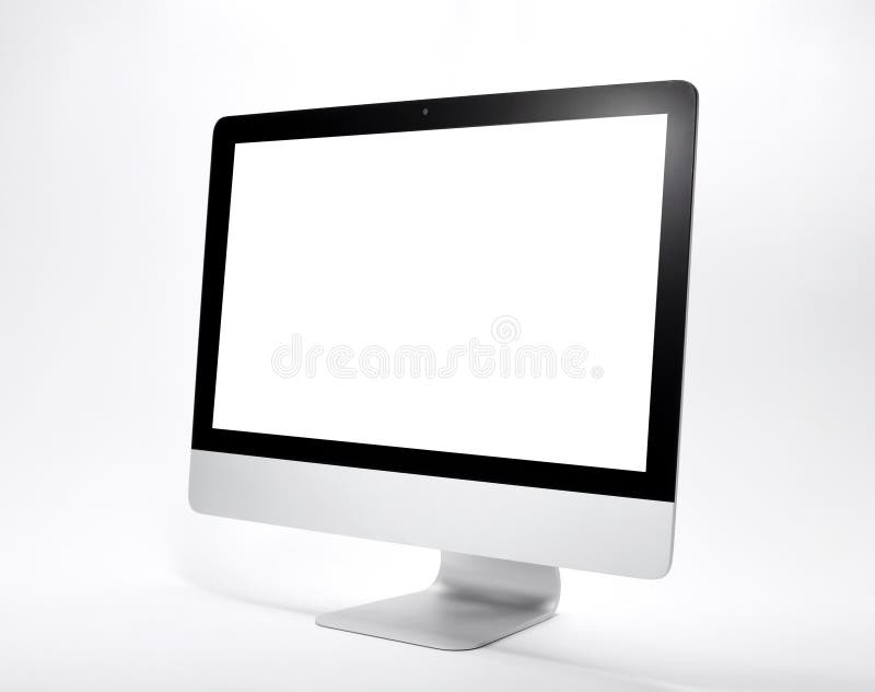 Computer on White Background Stock Photo - Image of flat, computer ...