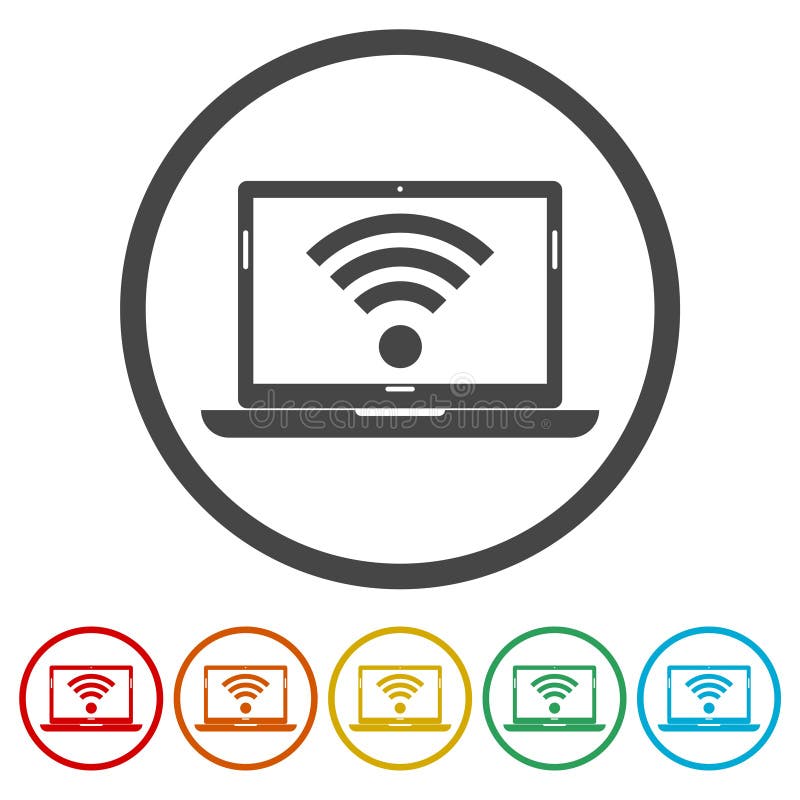 Computer with Wifi Icon. Notebook or Laptop Pc Symbol Stock Vector ...