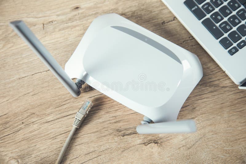 Computer and Wifi router stock image. Image of connect - 244950147