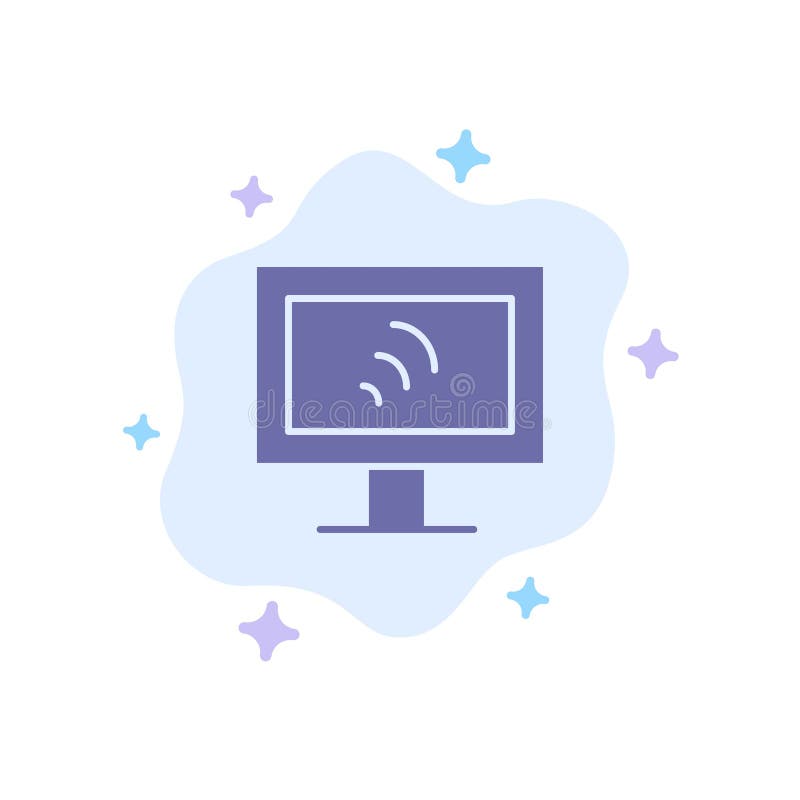 Computer, Wifi, Service Blue Icon on Abstract Cloud Background Stock ...