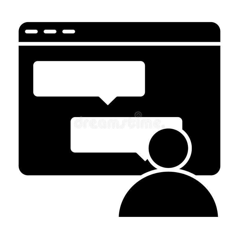 Dialogue on Computer Monitor Thin Line Icon. Chat on Computer Vector ...