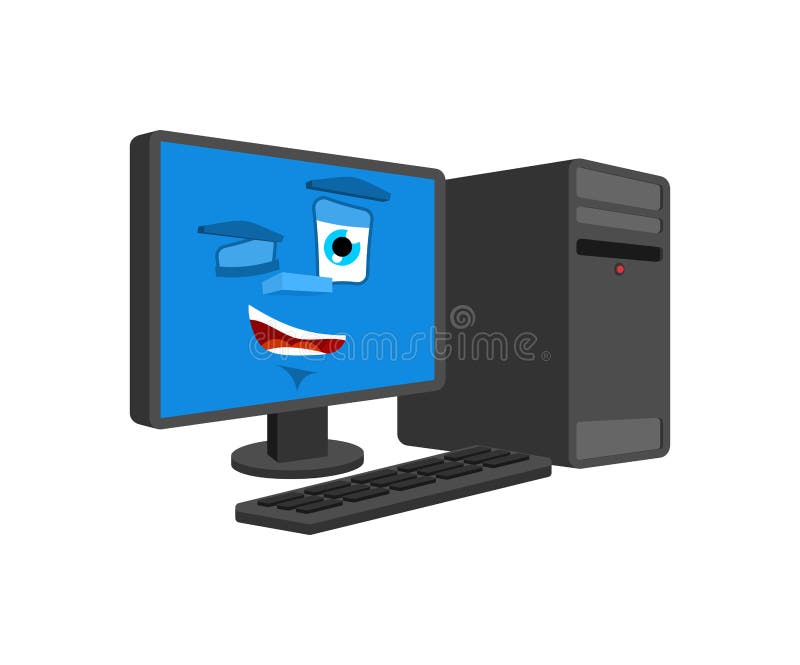 Computer Isolated. PC Cartoon Style Stock Vector - Illustration of ...