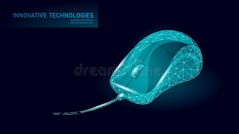 Computer Wire Mouse 3D Concept. Technology Control Office Pointer ...