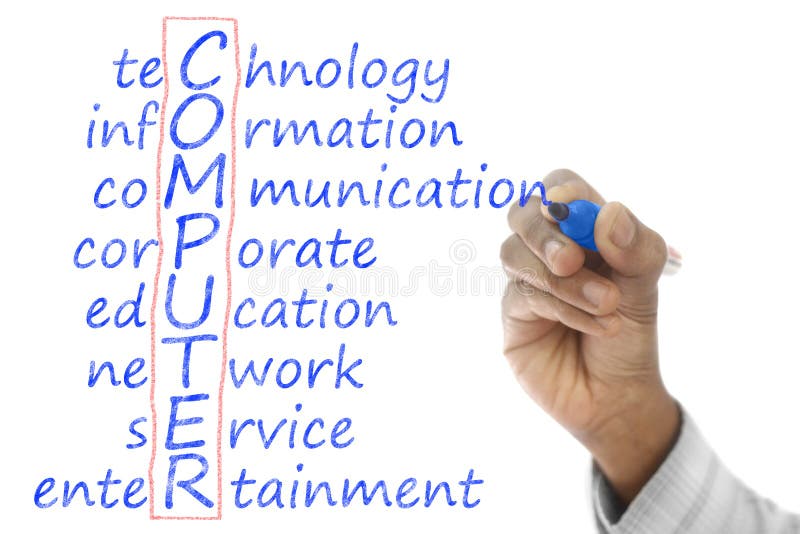 Computer Word Written on Wipe Board Stock Image - Image of text, glass ...