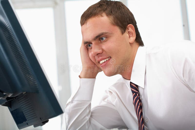 Computer work stock photo. Image of confident, collar - 15738480