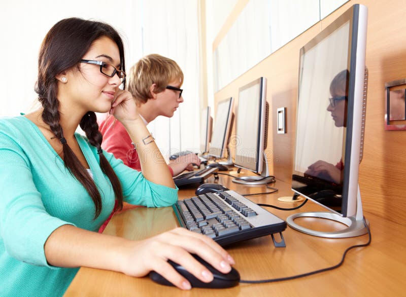 College Students in a Computer Lab Stock Image - Image of classroom ...