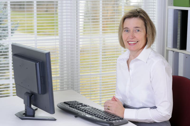 Computer Work stock image. Image of fifties, worker, happy - 20877015