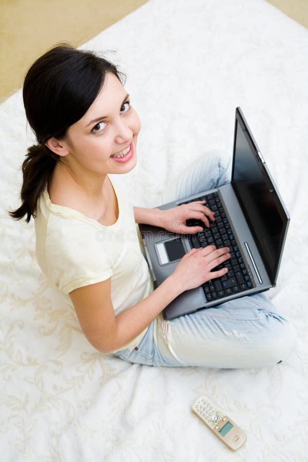 Computer work stock photo. Image of network, female, button - 8372268