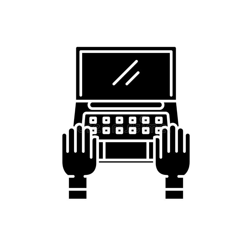 Computer Work Line Icon Concept. Computer Work Flat Vector Symbol, Sign ...