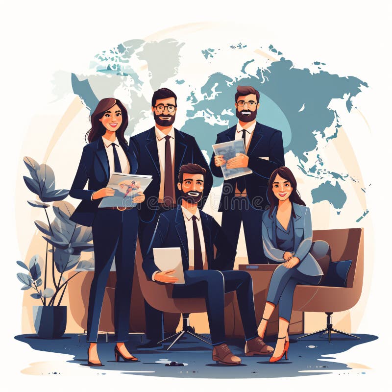 Computer Work Illustration, Collaborating Working, Using Pc, Modern ...