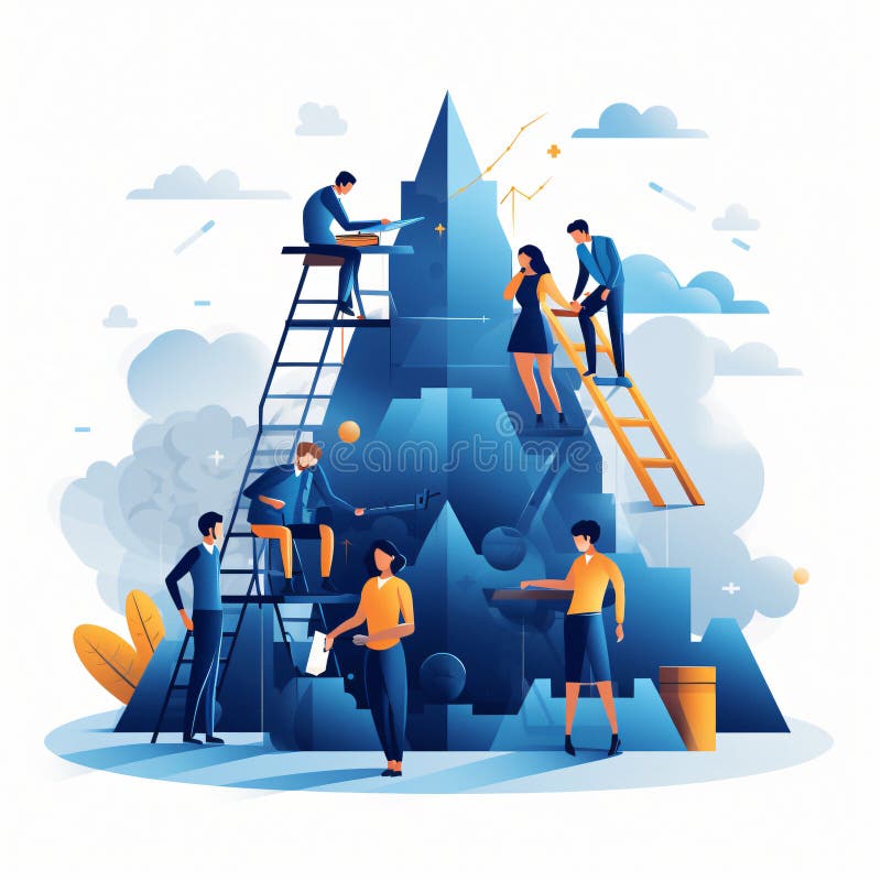 Computer Work Illustration, Collaborating Working, Using Pc, Modern ...