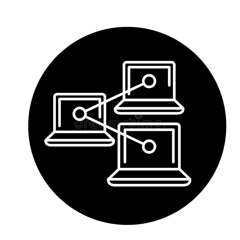 Lan Network Black Icon, Vector Sign on Isolated Background. Lan Network ...