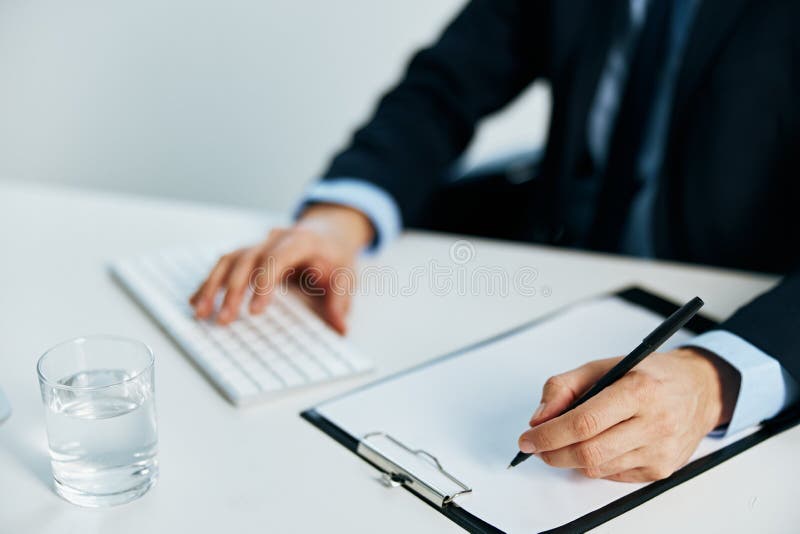 Computer Work Office Desktop Official Stock Photo - Image of success ...