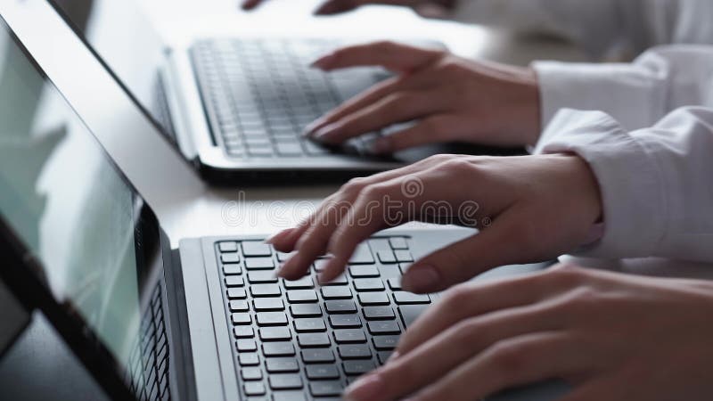 Computer Work Office Job Hands Typing on Notebook Stock Video - Video ...