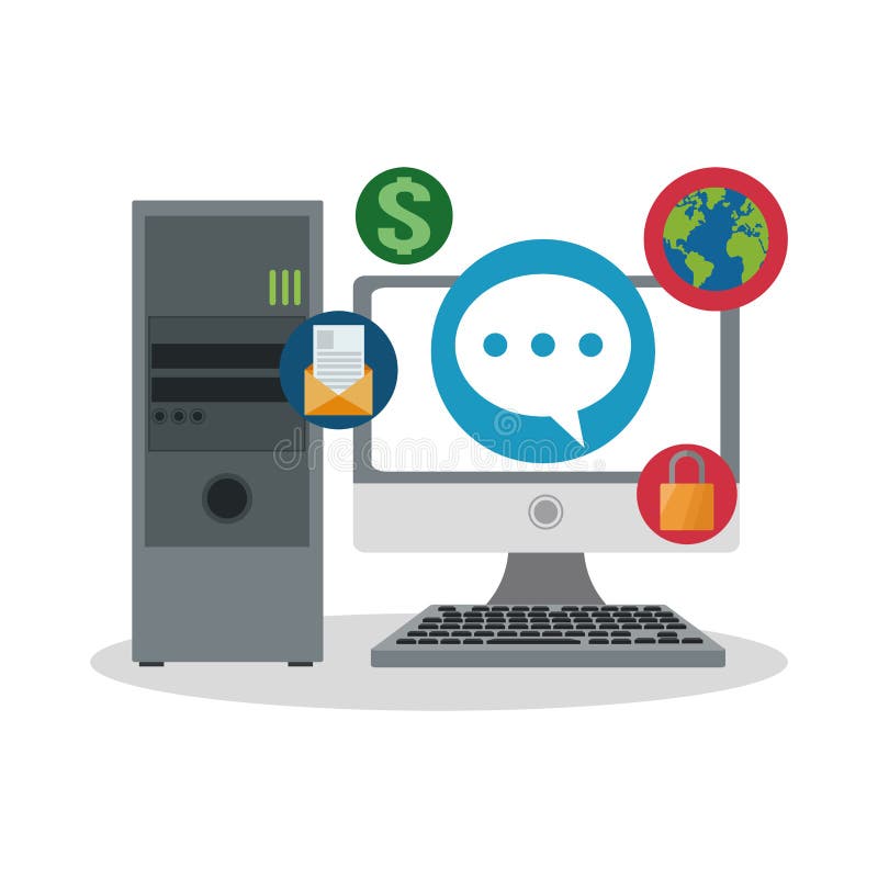 Computer Work or Office Related Icons Image Stock Illustration ...