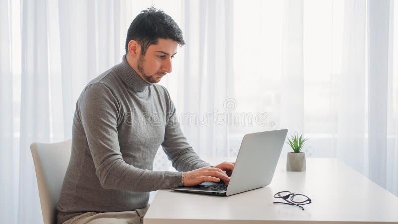 Computer Work Task Focus Man Office Workplace Stock Photo - Image of ...