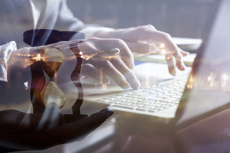 Computer Work and Time Savings Stock Illustration - Illustration of ...