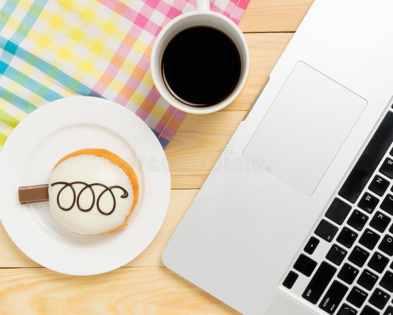 Computer Working Cafe Coffee Donut Stock Photos - Free & Royalty-Free ...