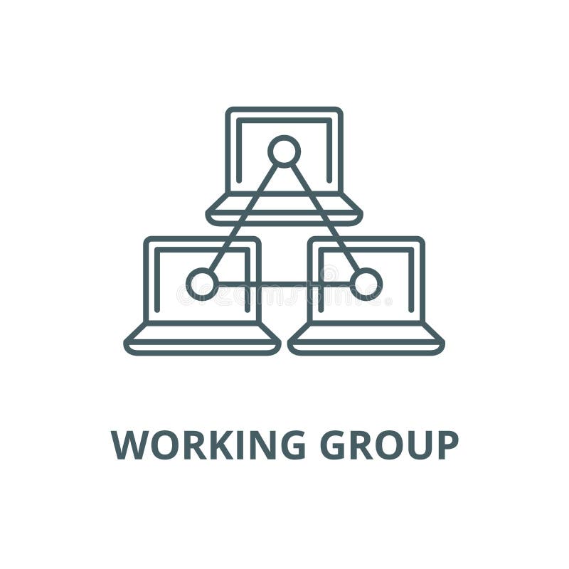 Working Group Black Icon, Vector Sign on Isolated Background. Working ...
