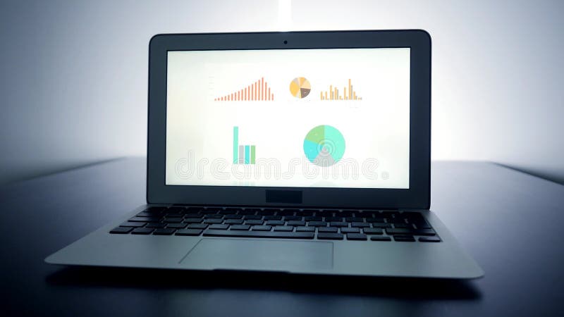 Computer Workplace Desk View in Modern City Office Workspace Stock ...