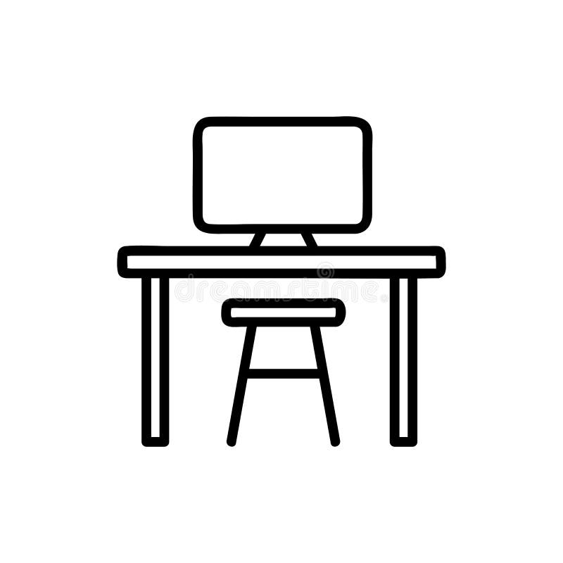 Computer and Workplace Icon Vector. Isolated Contour Symbol ...