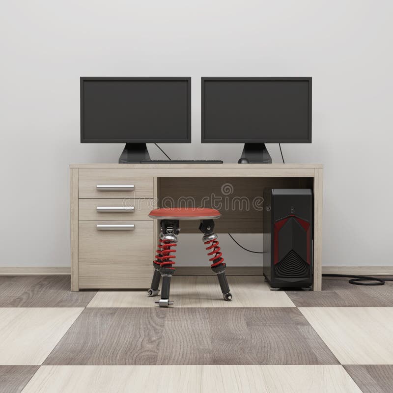 Computer Workstation 3d Render Stock Illustration - Illustration of ...