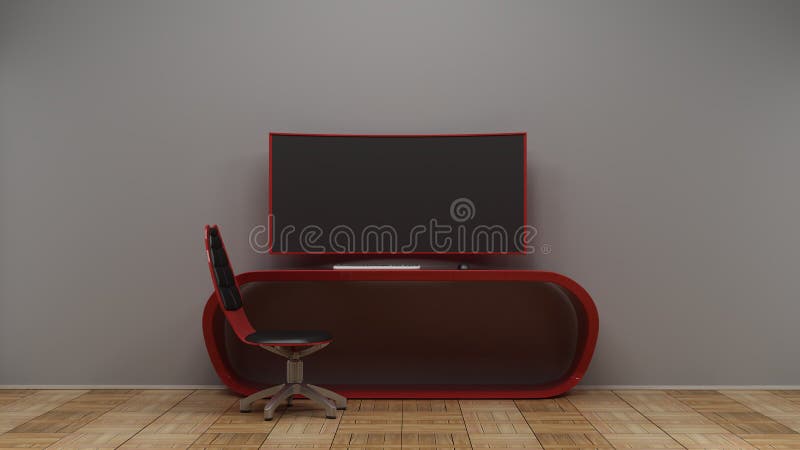 Computer Workstation 3d Rendering Stock Illustration - Illustration of ...