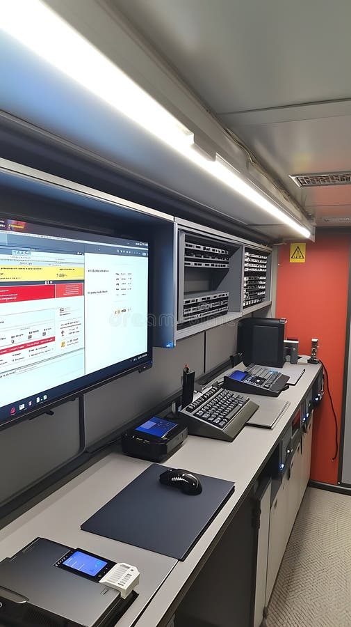 A Computer Workstation with a Monitor and Keyboard Stock Illustration ...