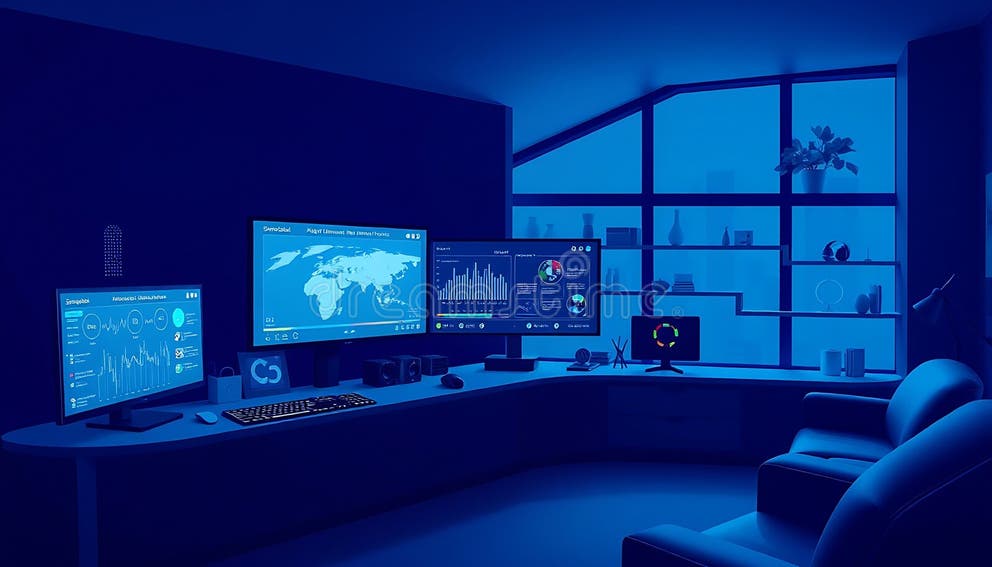 Tech Computer Desk Setup Stock Illustrations – 7,229 Tech Computer Desk ...