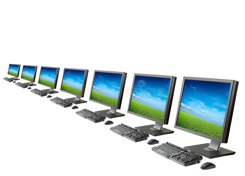Computer Workstation Isolated Stock Image - Image of flatscreen, liquid ...