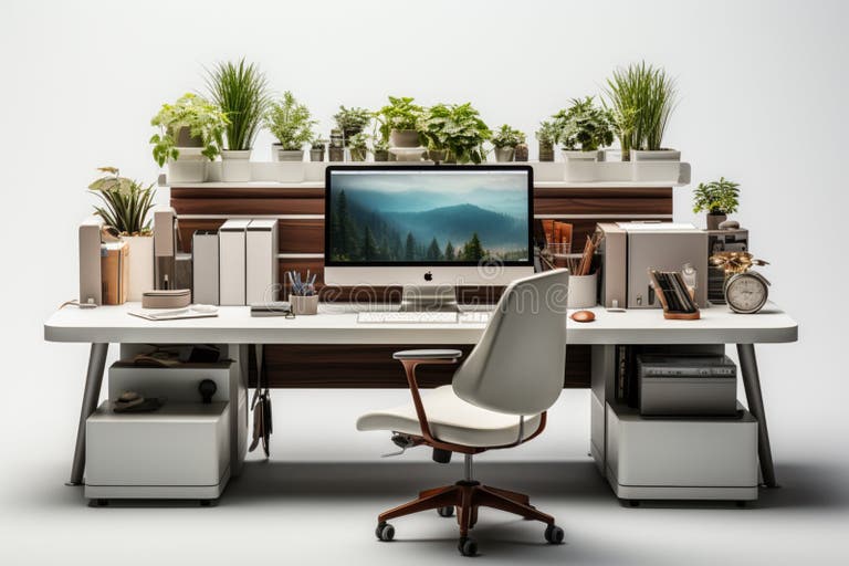 Computer Workstations on White Background Stock Illustration ...