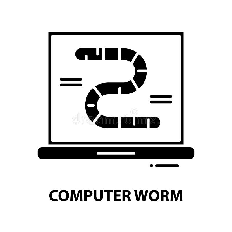 Computer Worm Icon, Black Vector Sign with Editable Strokes, Concept ...