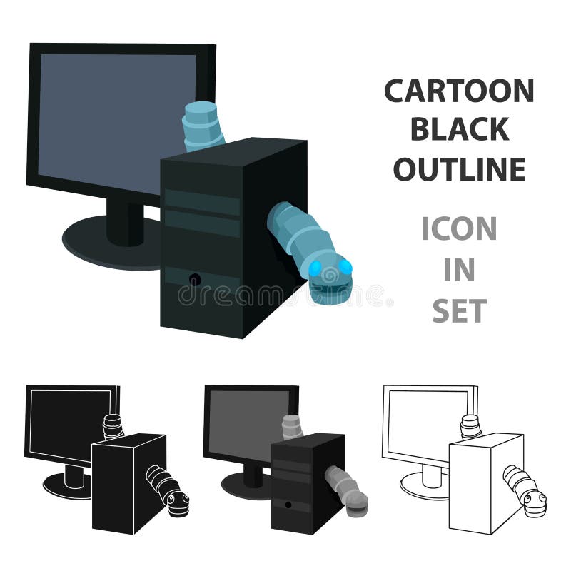 Computer Worm Icon in Black Style Isolated on White Background. Hackers ...