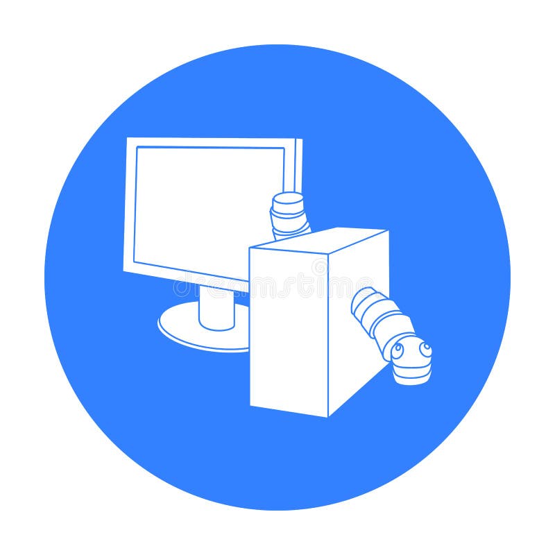 Computer Worm Icon in Outline Style Isolated on White Background ...