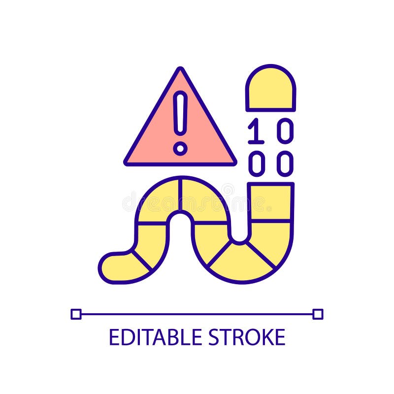 Computer Worm RGB Color Icon Stock Vector - Illustration of attack ...