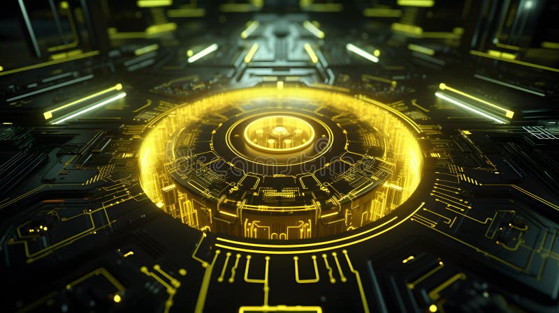Computer Yellow Digital Abstract Background Neural Network Ai Generated Stock Image Image Of