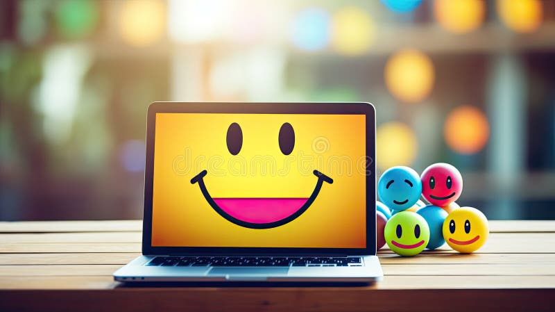 Computer Yellow Smiley Face Emoji Stock Illustration - Illustration of ...
