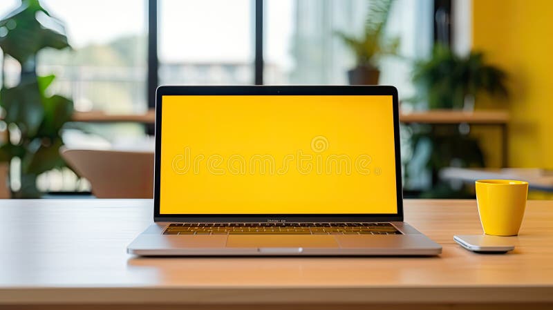 Computer yellow technology stock illustration. Illustration of laptop ...