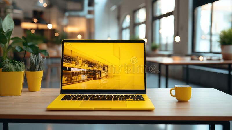 Computer yellow technology stock illustration. Illustration of keyboard ...