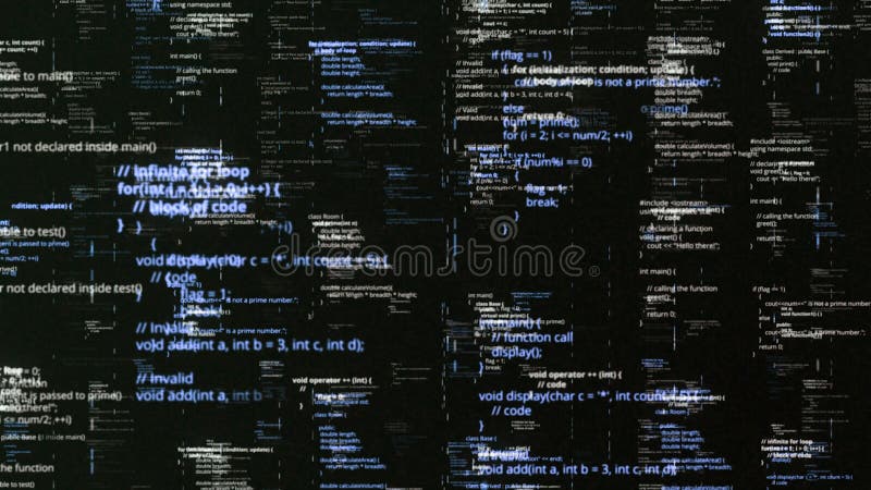 Computerachtergrond Met Veel Programmacodes. Animatie. Animatie Van De ...