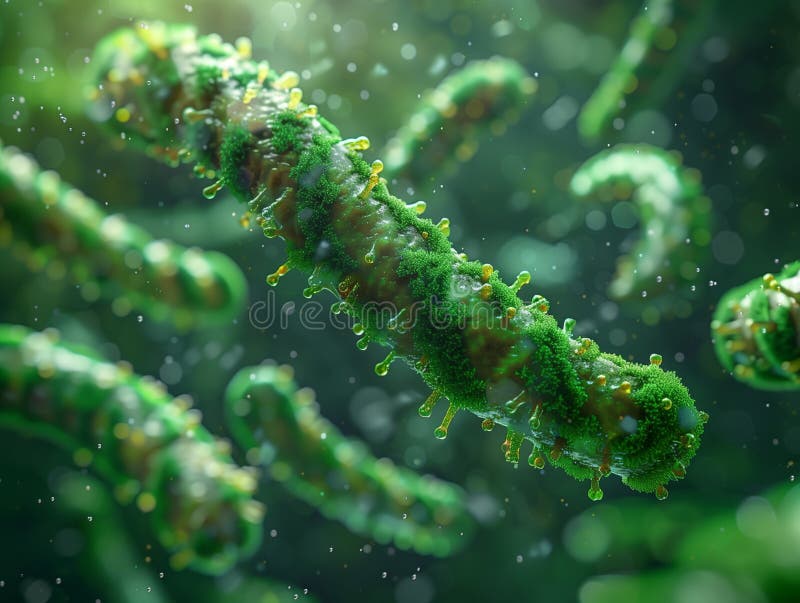 Computergenerated Image of Green Bacteria Floating Underwater Stock ...