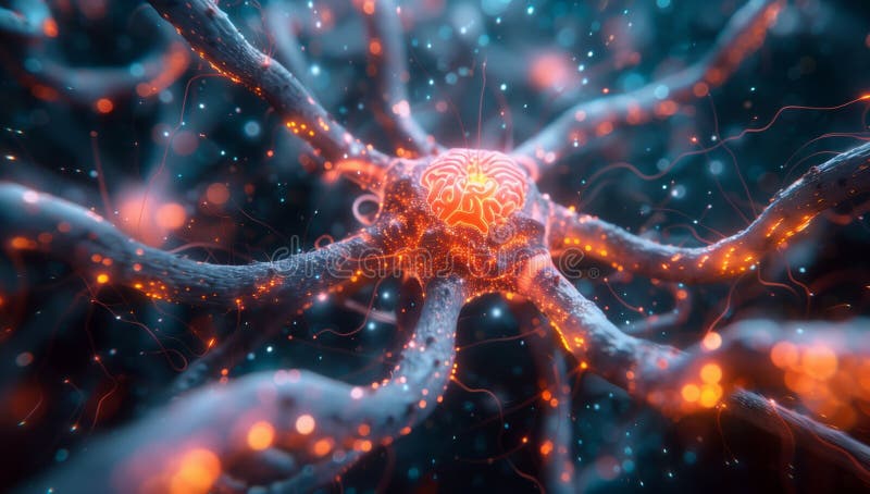 A Computergenerated Image Shows a Nerve Cell in the Brain Stock Photo ...