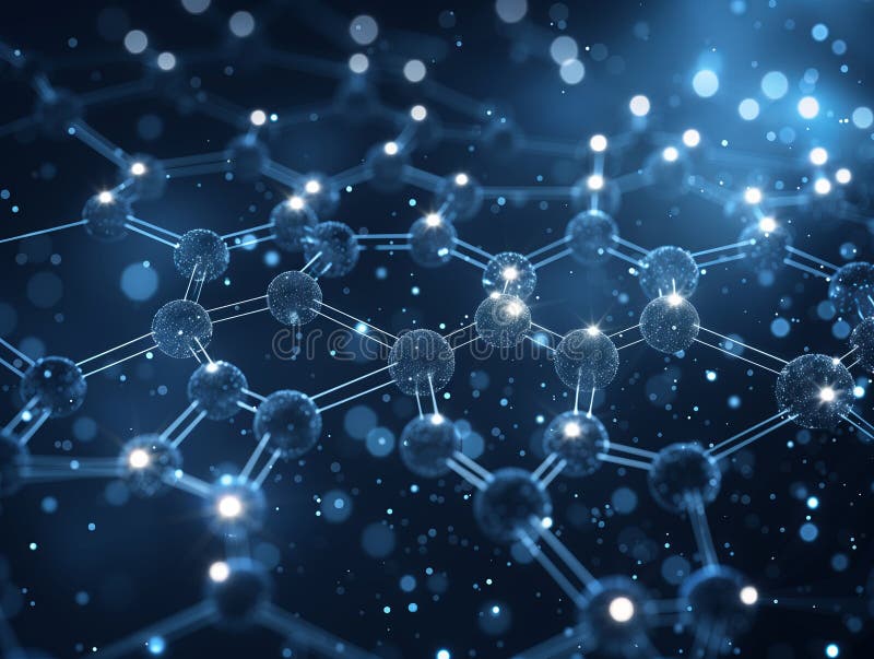 Computergenerated Molecular Image on Electric Blue Background Stock ...