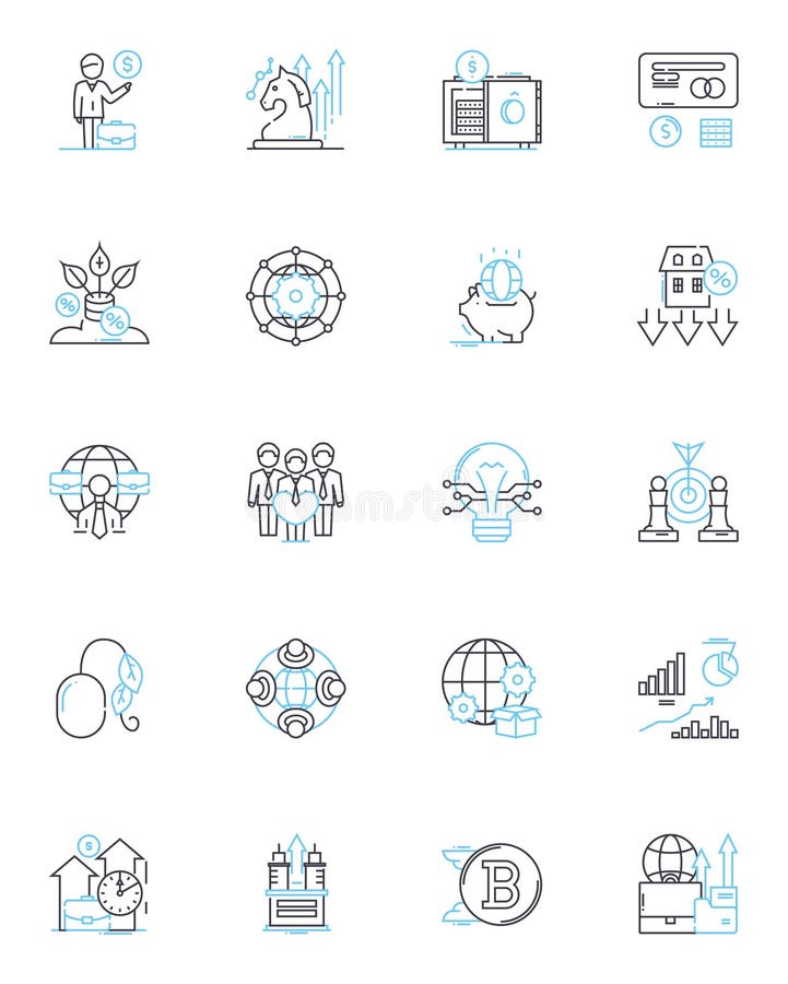 Computerized Connectedness Linear Icons Set. Interconnectivity ...