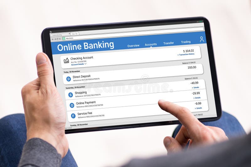 Computerized Electronic Bank Statement Transfer Stock Image - Image of ...